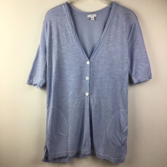 J. Jill | Sweaters | J Jill Linen Blend Short Sleeve Button Down Tunic Cardigan Sweater | Poshmark